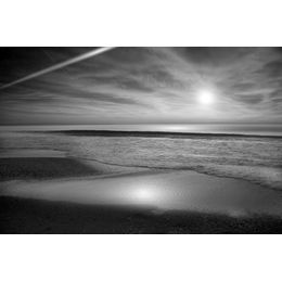 papermoon Fototapete "Strand Schwarz & Wei&szlig;", B/L: 4m x 2,6m, Bahnen: 8 Stk., schwarz, Schlafzimmer, Tapeten
