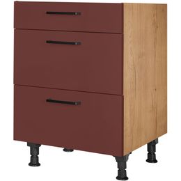 Unterschrank Nobilia, B:60cm H:87cm T:58,3cm, rot, K&uuml;che, Schr&auml;nke, ""Easytouch", vormontiert, mit h&ouml;henverstellbaren Sockelf&uuml;&szlig;en, in den", Breiten