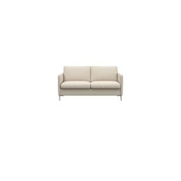 2-Sitzer FLEXLUX, B:149cm H:85cm T:92cm, wei&szlig;, 100% Echteder, Sofas, "Fiore, super Sitzkomfort durch Kaltschaum im Sitz", schmale Armlehnen, F&uuml;&szlig;e Alu