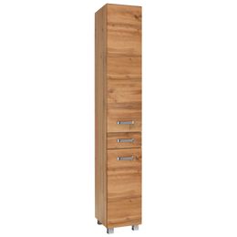 Hochschrank Welltime, B:30cm H:185cm T:35cm, braun, Badezimmer, Schr&auml;nke, "Ravenna", T&uuml;ren mit Anschlagd&auml;mpfern
