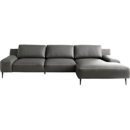 Ecksofa DESIGNWERK, B:344cm T:162cm, grau, Leder;Struktur 98% Polyester, 2% Acryl, Wohnzimmer, Sofas, "Forma L-Form, zeitloses Designsofa mit