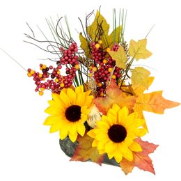 Kunstblume I.GE.A., B:20cm H:28cm L:12cm, gelb, Polyester, Kunstpflanzen, "Gesteck aus Sonnenblumen auf Stein", K&uuml;nstliche Blumen Herbstgesteck Deko