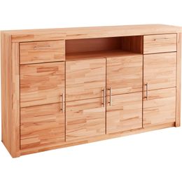 Highboard, B:182cm H:107cm T:42cm, beige, VOGL M&Ouml;BELFABRIK, Wohnzimmer, Sideboards, "Toronto", opt. Glast&uuml;ren, teilmassiv, Rahmenoptik, Made in