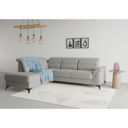 Sit & More Ecksofa SIT & MORE, B:251cm H:85cm T:220cm, grau, 100% Polyester, Wohnzimmer, Sofas, "Sinatra L-Form", mit Ottomane, optional mit Kopfteilverstellung
