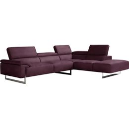 Ecksofa Egoitaliano, B:300cm H:94cm T:107cm, lila, Wohnzimmer, Sofas, "Malika, elegant und bequem, Designsofa, L-Form", mit Ottomane, inkl.