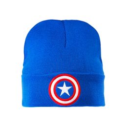 logoshirt Herren Strickm&uuml;tze "Captain America &ndash; Logo", blau, bestickt, 100% Polyacryl, M&uuml;tzen, mit coolem Motiv