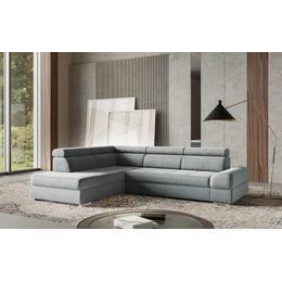 Sit & More Ecksofa SIT & MORE, B:270cm H:79cm T:213cm, grau, 100% Polyester, Wohnzimmer, Sofas, "Broadway L-Form", mit verstellbaren Kopfteilen, wahlweise mit