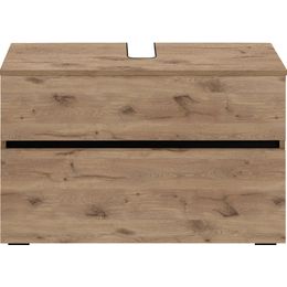 Waschbeckenunterschrank Home Affaire, B:80cm H:55cm T:35cm, braun, Holzwerkstoff, Badezimmer, Schr&auml;nke, "Wisla", Siphonausschnitt,