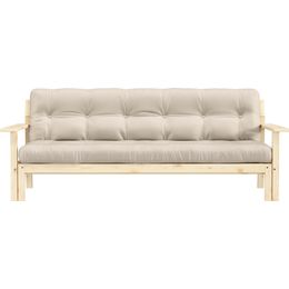 Schlafsofa Karup Design, B:190cm H:14cm T:92cm, beige, Jugendzimmer, Sofas, "Unwind", Mit Holzstruktur, inkl. Futonmatratze, Liegefl&auml;che 130x190 cm