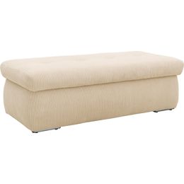 Hocker DOMO collection, B:136cm H:43cm T:64cm, beige, 100% Polyester, Wohnzimmer, Hocker, "NMoric", mit Stauraumfach, auch in Cord