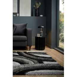 Hochflor-Teppich FLAIR RUGS, B:80cm H:25mm L:150cm, grau, Kunstfaser, Teppiche, "Velvet Shaggy", Shaggy Teppich