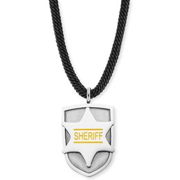 Herzengel Jungen Kette mit Anh&auml;nger "Sheriff HEN-SHERIFF", Edelstahl Polyester, L: 47 B: 2mm, gelb, Edelstahl, Polyester, B:2mm, Halsketten, mit
