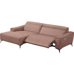 Ecksofa Egoitaliano, B:266cm H:95cm T:163cm, rosa, Leder &raquo;BULL&laquo; (echtes Rindsleder). Geschliffenes, pigmentiertes und behandeltes Rindsleder mit