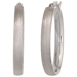 Jobo Damen Paar Creolen, Silber 925 (Sterlingsilber), silber, Silber 925 (Sterlingsilber), Ohrringe, oval 925 Silber