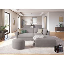 Sit & More Ecksofa SIT & MORE, B:243cm H:80cm T:198cm, beige, Samtoptik (100% Polyester);Soft clean (98% Polyester, 2% Polyamid);Struktur fein (100% Polyester),