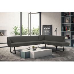 Eckbank, B:249cm H:83cm T:157cm, grau, exxpo - SOFA FASHION, Esszimmer, Sitzb&auml;nke, "Americano", mit Keder und Metallf&uuml;&szlig;en, Bezug in verschiedenen