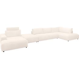 Wohnlandschaft Musterring, B:504cm H:81cm T:204cm, wei&szlig;, Sofas, "Lucia U-Form", Cord-Bezug, inklusive Kopfst&uuml;tze, Gesamtbreite 524 cm