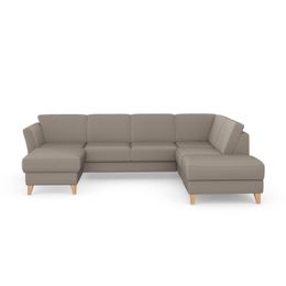 Sit & More Wohnlandschaft SIT & MORE, B:303cm H:87cm T:213cm, braun, Sofas, "Visby U-Form", wahlweise mit Bettfunktion und Stauraum, frei im Raum stellbar