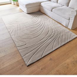 Teppich ANDIAMO, B:160cm H:10mm L:230cm, beige, Obermaterial: 100% Polyester, Wohnzimmer, Teppiche, "Dale", Uni Farben, Hoch-Tief-Struktur,