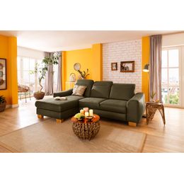 Ecksofa Home Affaire, B:264cm H:86cm T:170cm, gr&uuml;n, Luxus-Microfaser Florence (100% Polyester);Struktur fein (100% Polyester);Luxus-Microfaser