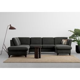 Wohnlandschaft Home Affaire, B:307cm H:86cm T:213cm, grau, 95% Polyester, 5% Polyamid, Sofas, "Trelleborg U-Form", wahlweise mit Bettfunktion und