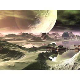 papermoon Fototapete "PLANETEN-FUTURISTISCH WELTRAUM MOND GALAXIE UNIVERSUM", B/L: 5m x 2,8m, Bahnen: 10 Stk., bunt, Schlafzimmer, Tapeten