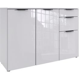 Kombikommode wimex, B:122cm H:84cm T:41cm, wei&szlig;, Spanplatte, Schlafzimmer, Sideboards, "Level36 black C by fresh to go", mit Glaselementen auf der