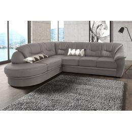 Sit & More Ecksofa SIT & MORE, B:267cm H:90cm T:206cm, grau, NaturLEDER (echtes Rindsleder) in Sitz und R&uuml;cken. Korpus in passendem Kunstleder SOFTLUX