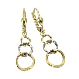 Vivance Damen Paar Ohrh&auml;nger "375 Gold zweifarbig Ringe", one-size, Gold, bunt, Gold, Ohrringe