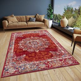Teppich Hanse Home, B:160cm H:8mm L:235cm, rot, Jute, Polyester, Polypropylen (PP), Wohnzimmer, Teppiche, "Maderno", L&auml;ufer, Orientalisch, Kurzflor,