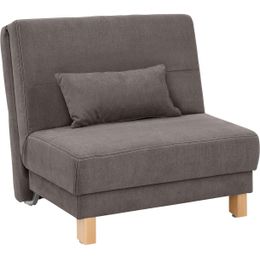 Schlafsofa Home Affaire, B:80cm H:86cm T:95cm, gr&uuml;n, Chenille (100% Polyester), Jugendzimmer, Sofas, "Gina", vom Sofa zum Bett mit einem Handgriff,