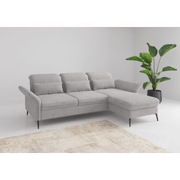 Sit & More Ecksofa SIT & MORE, B:264cm H:92cm T:198cm, silber, 90% Polyester, 10% Polyamid, Wohnzimmer, Sofas, "Emely, inkl. Sitztiefenverstellung", wahlweise