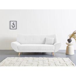 3-Sitzer Home Affaire, B:205cm H:80cm T:82cm, wei&szlig;, (100% Polyester) Struktur fein (100% Polyester) Chenille, Sofas, "Basta"