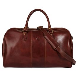 Pike PIK&Eacute; Damen Reisetasche "CALABRIA GRANDE", braun, Leder, beschichtet, gl&auml;nzend, Taschen, echt Leder, Made in Italy