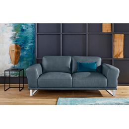 2-Sitzer W.Schillig, B:192cm H:78cm T:94cm, blau, Sofas, "montanaa", mit Metallkufen in Chrom gl&auml;nzend, Breite 192 cm