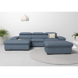 Ecksofa Home Affaire, B:286cm H:73cm T:174cm, blau, Luxus-Microfaser Lederoptik (100% Polyester);Luxus-Microfaser ALTARA NUBUCK (100%
