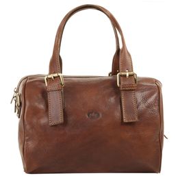 Pike PIK&Eacute; Damen Henkeltasche, braun, Leder, unifarben, Taschen, echt Leder, Made in Italy