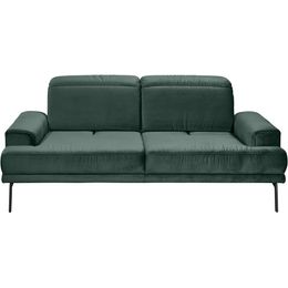 2-Sitzer Musterring, B:198cm H:79cm T:130cm, gr&uuml;n, 100% Polyester, Sofas, "MR 4580", inkl. Kopf- und Sitztiefenverstellung, Fu&szlig; schwarz, B198 x T103