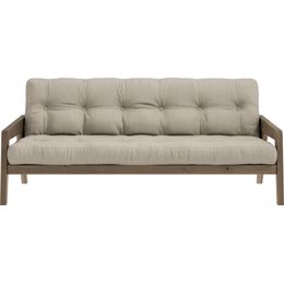 Schlafsofa Karup Design, B:204cm H:40cm T:90cm, beige, 75% cotton + 25% linen, Jugendzimmer, Sofas, Mit Holzstruktur, inkl. Futonmatratze,