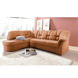 Ecksofa DOMO collection, B:241cm H:84cm T:178cm, orange, Kunstleder SOFTLUX;Luxus-Microfaser (100% Polyester);Struktur ( 90% Polyester, 10%