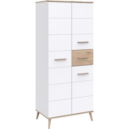 Kleiderschrank wimex, B:84cm H:202cm T:58cm, wei&szlig;, Spanplatte, Ankleidezimmer, Schr&auml;nke, "Fehmarn", Mit Massivholzf&uuml;&szlig;en