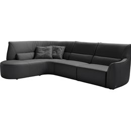 Ecksofa Egoitaliano, B:330cm H:88cm T:205cm, schwarz, Leder &raquo;BULL&laquo; (echtes Rindsleder). Geschliffenes, pigmentiertes und behandeltes Rindsleder mit