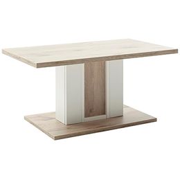 Couchtisch MCA furniture, B:95cm H:45cm T:55cm, wei&szlig;, Wohnzimmer, Tische, "SANTERNO Couchtisch mit S&auml;ule", Tisch, Soft White/Viking Oak, mit S&auml;ule,