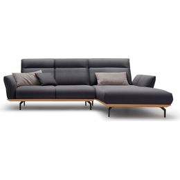 Ecksofa, B:298cm H:103cm T:183cm, schwarz, CREATION BY ROLF BENZ, NaturLEDER OSKAR (echtes Rindsleder), Wohnzimmer, Sofas, "CR.460", Sockel in Eiche,