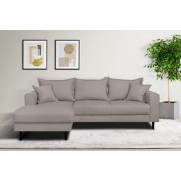 Ecksofa Home Affaire, B:230cm H:76cm T:150cm, grau, 100% Polyester, Wohnzimmer, Sofas, "VEYRAS L-Form, hoher Sitzkomfort, Ma&szlig;e B/T/H: 230/150/76 cm",