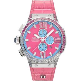 Haemmer Germany Damen Chronograph "EMINENT", pink, Armbanduhren, Quarzuhr, Damenuhr, Datum, Stoppfunktion, Saphirglas, Lederarmband