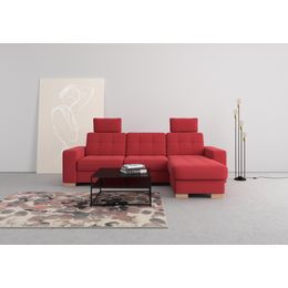 Sit & More Ecksofa SIT & MORE, B:252cm H:82cm T:161cm, rot, Wohnzimmer, Sofas, "Quincy L-Form", wahlweise mit Bettfunktion und Bettkasten