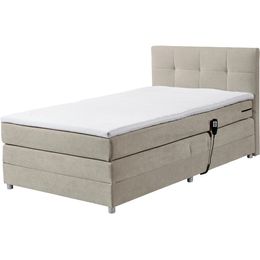 Boxspringbett, B:122cm L:210cm, beige, ED EXCITING DESIGN, 100% Polyester, Jugendzimmer, Komplettbetten, "Toulouse B", inkl. Motor
