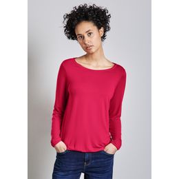 Street One Damen Langarmshirt, pink, Gr. 46, unifarben, Stoff, 95% Viskose, 5% Elasthan, Shirts, mit U-Boot-Ausschnitt