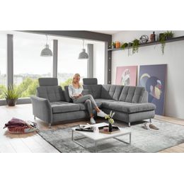 Ecksofa DIE PLANBAR, B:242cm H:87cm T:116cm, grau, 100% Polyester, Wohnzimmer, Sofas, "MP-IN20016 L-Form mit Kaltschaum-Polsterung", wahlweise mit